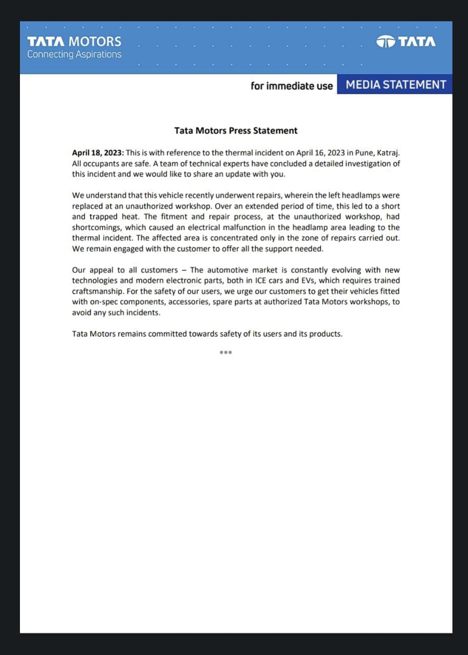 Tata Nexon EV Catches fire in Pune, Sparks Safety Concerns For Electric ...